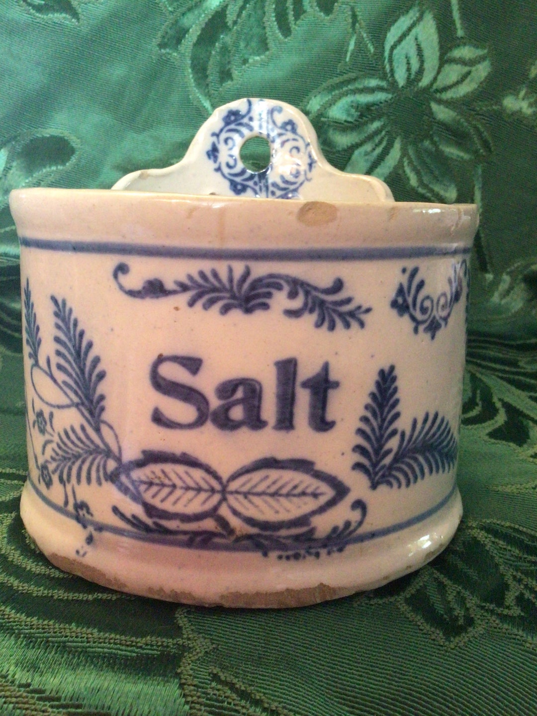 Blue Onion Stoneware Wall Mount Salt Box No Lid - Etsy