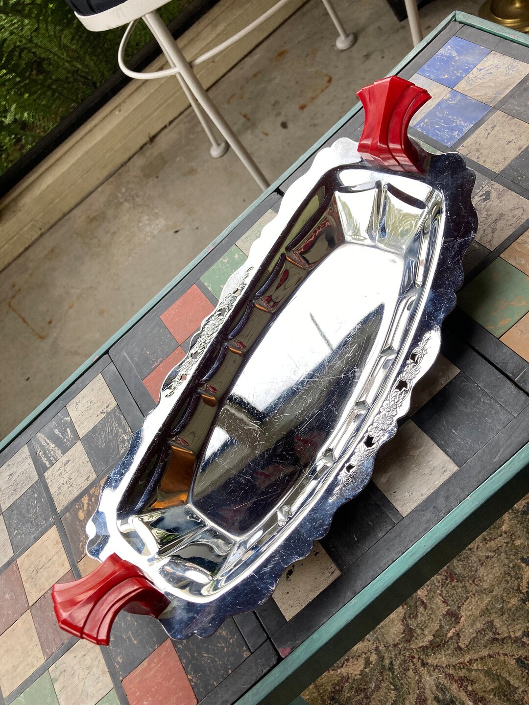 Art Deco Chrome Forman Brothers Tray Bakelite Handles - Etsy