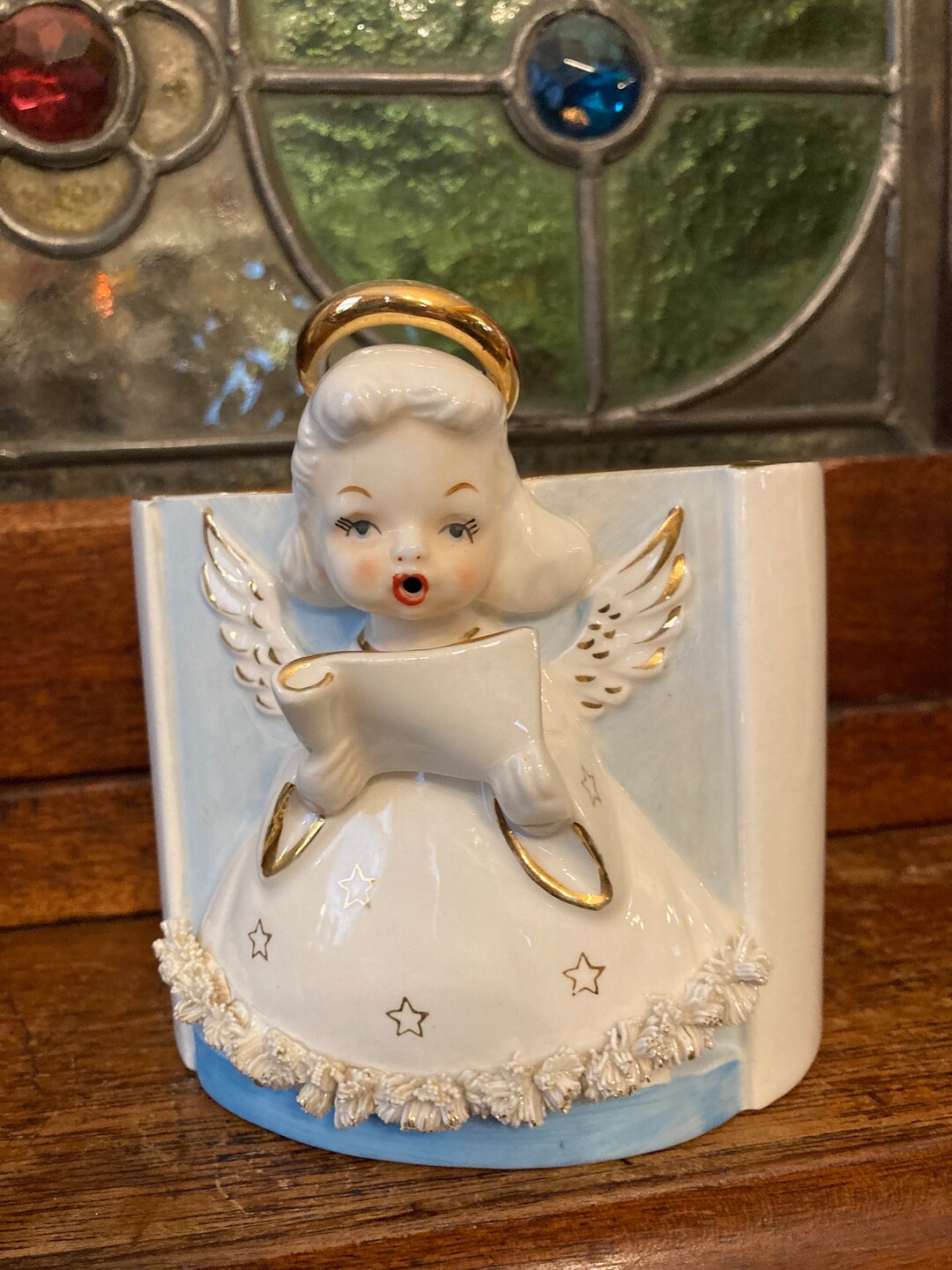 Christmas Planter Japan Angel Spaghetti Trim Napco - Etsy