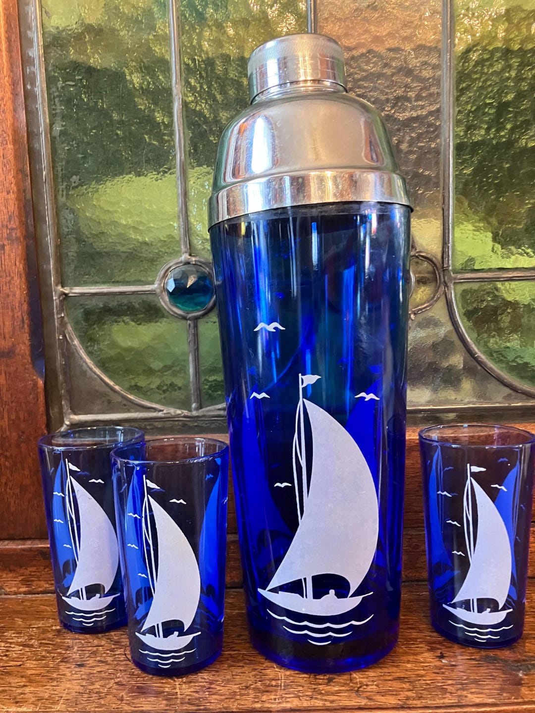Nautical Hazel Atlas Cocktail Set Flawless ! - Etsy