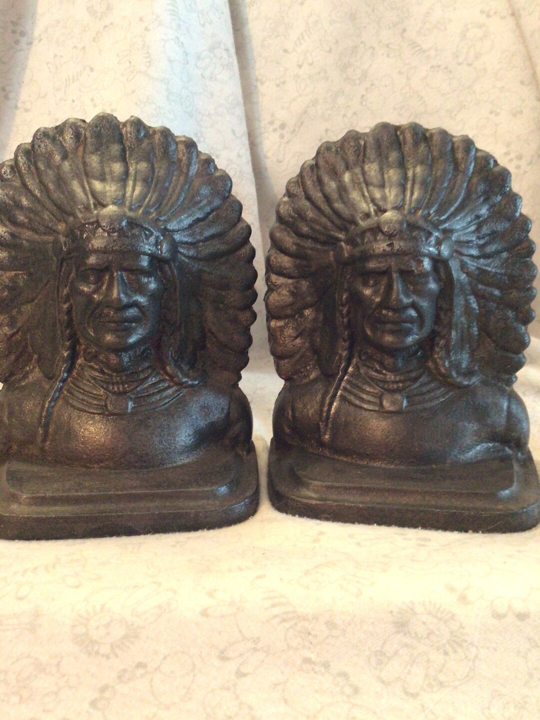 Cast Iron Native American Indian Bookends - Etsy
