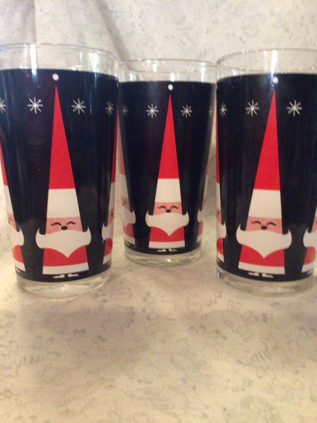 Holt Howard Christmas Atomic Santa Set of 3 Tumblers Starbursts ! - Etsy