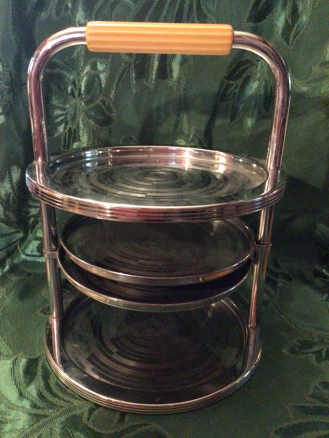 Chase Art Deco Cocktail Tray “ Four in Hand” Bakelite Handle - Etsy