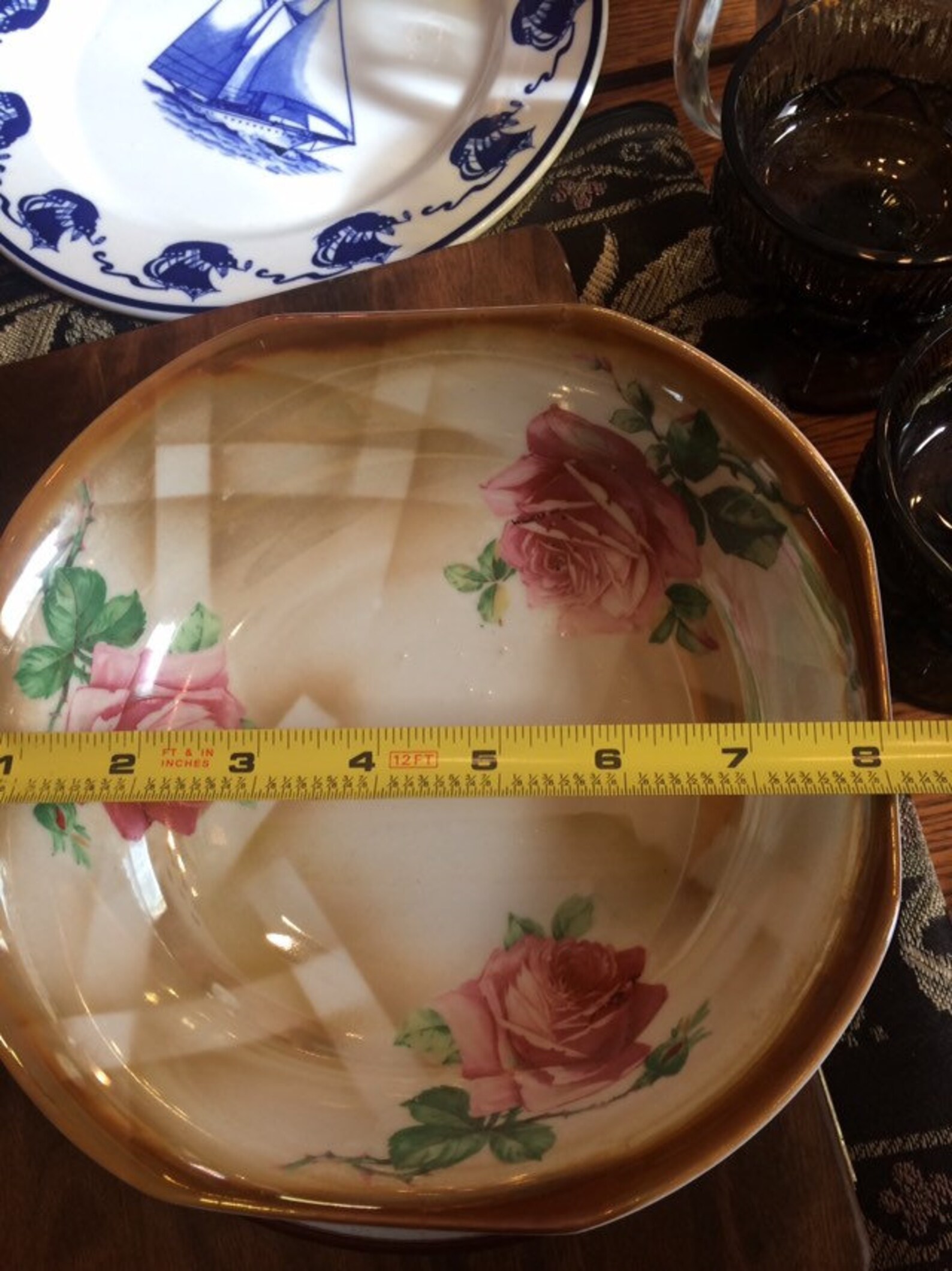 German Lusterware Art Deco Bowl With Roses - Etsy