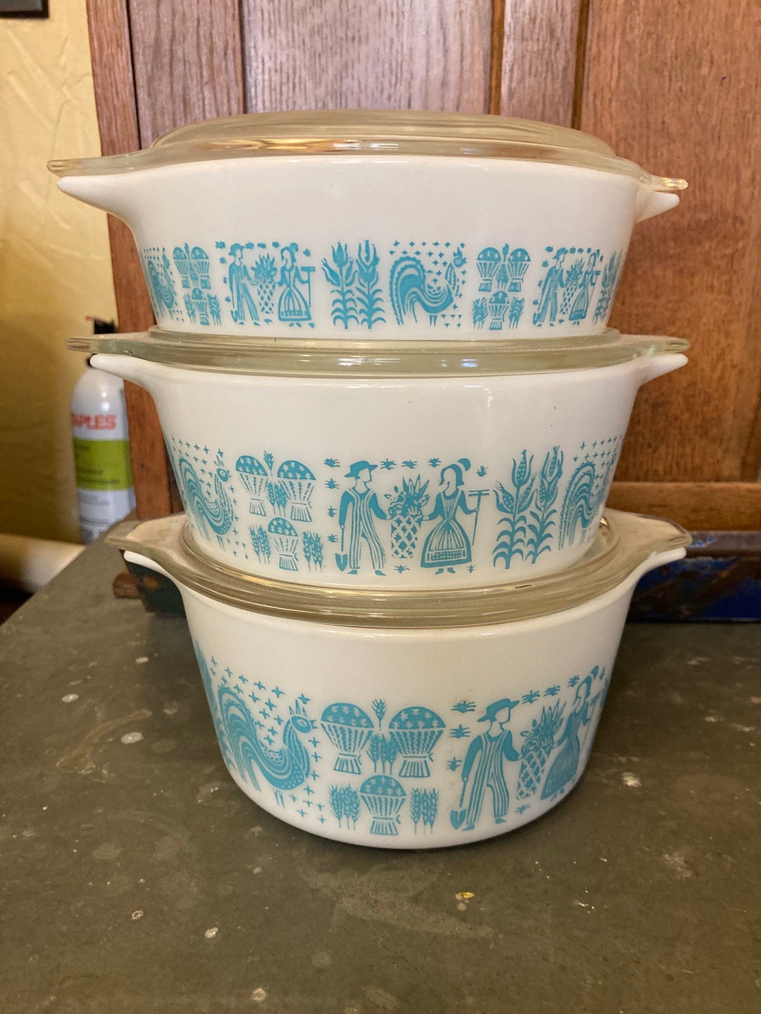 Pyrex 471, 472, 473 Amish Butterprint Bowls Turquoise Flawless 6 Pcs - Etsy
