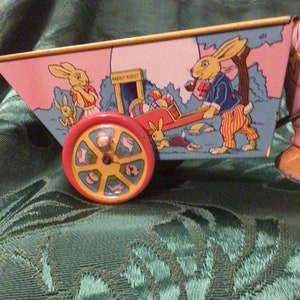 J. Chein Easter Bunny Cart Tin Toy - Etsy