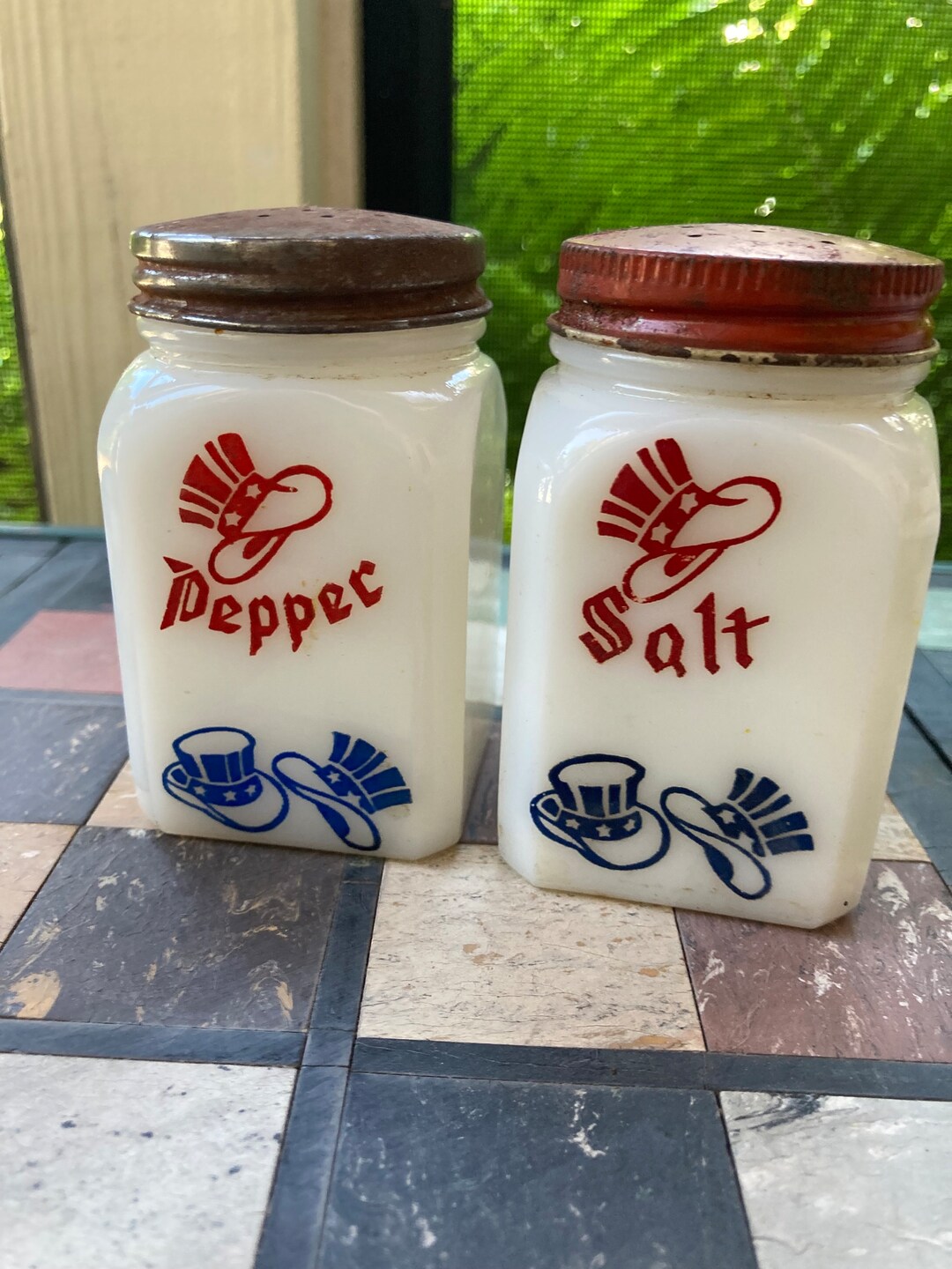 Hazel Atlas Uncle Sam Hat Salt & Pepper Set - Etsy