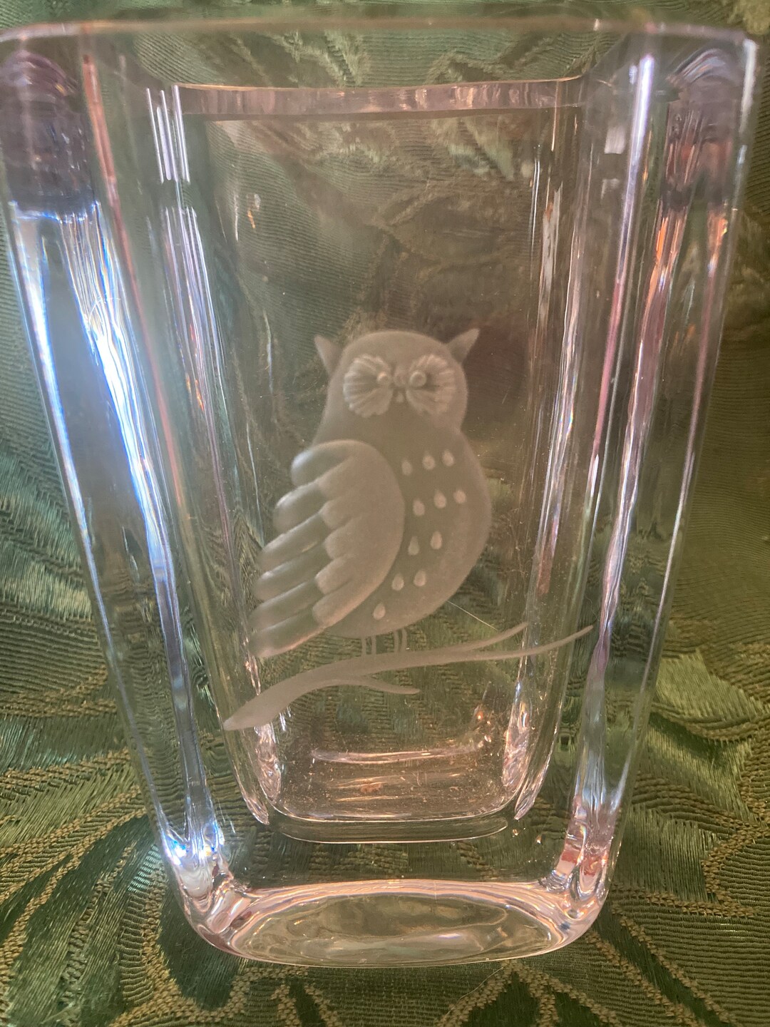 Art Glass Owl Vase Heavy Signed 5.5 Inch - Etsy