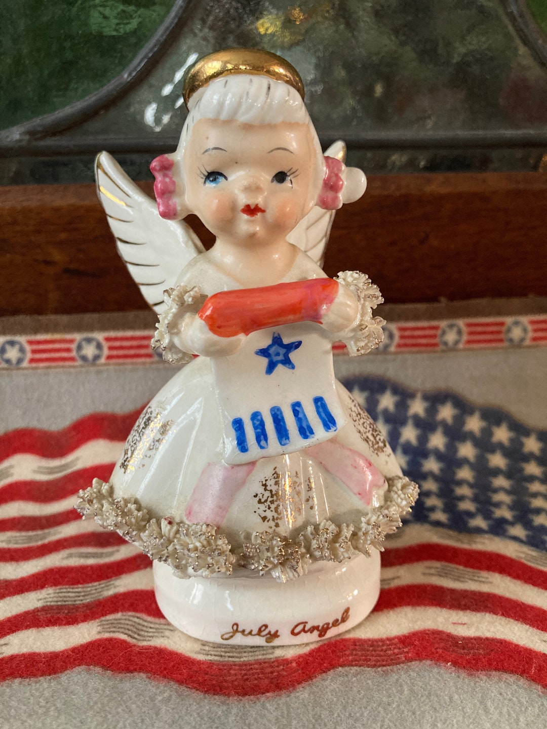 Lefton Birthday Angel July Patriotic - Etsy