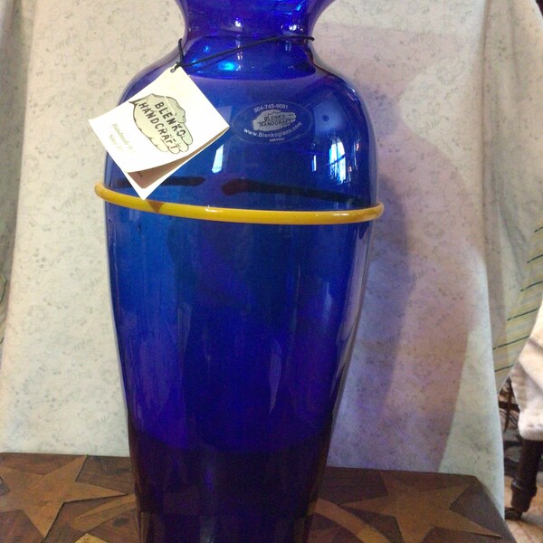 Cobalt Blue Blenko Glass Vase - Etsy