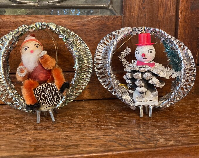Shiny Brite Stand up Santa and Elf Ornaments - Etsy