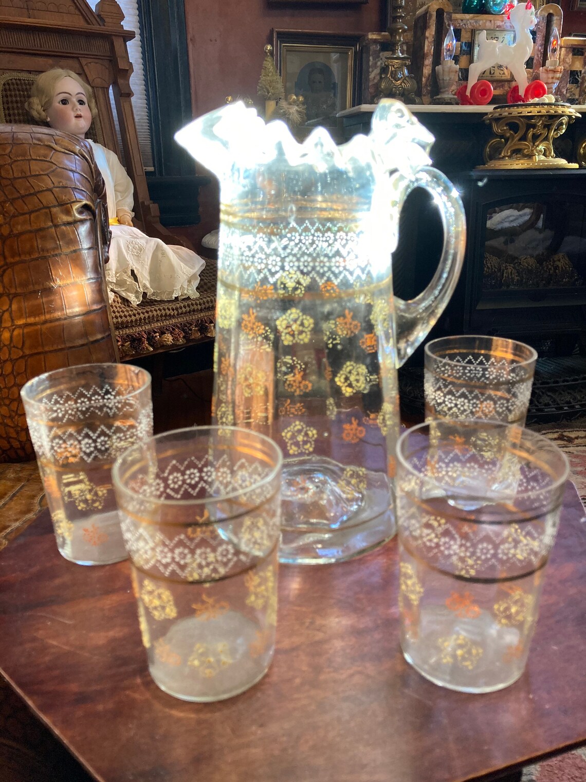 Victorian Hand Blown Lemonade Set 5 Pcs | Etsy