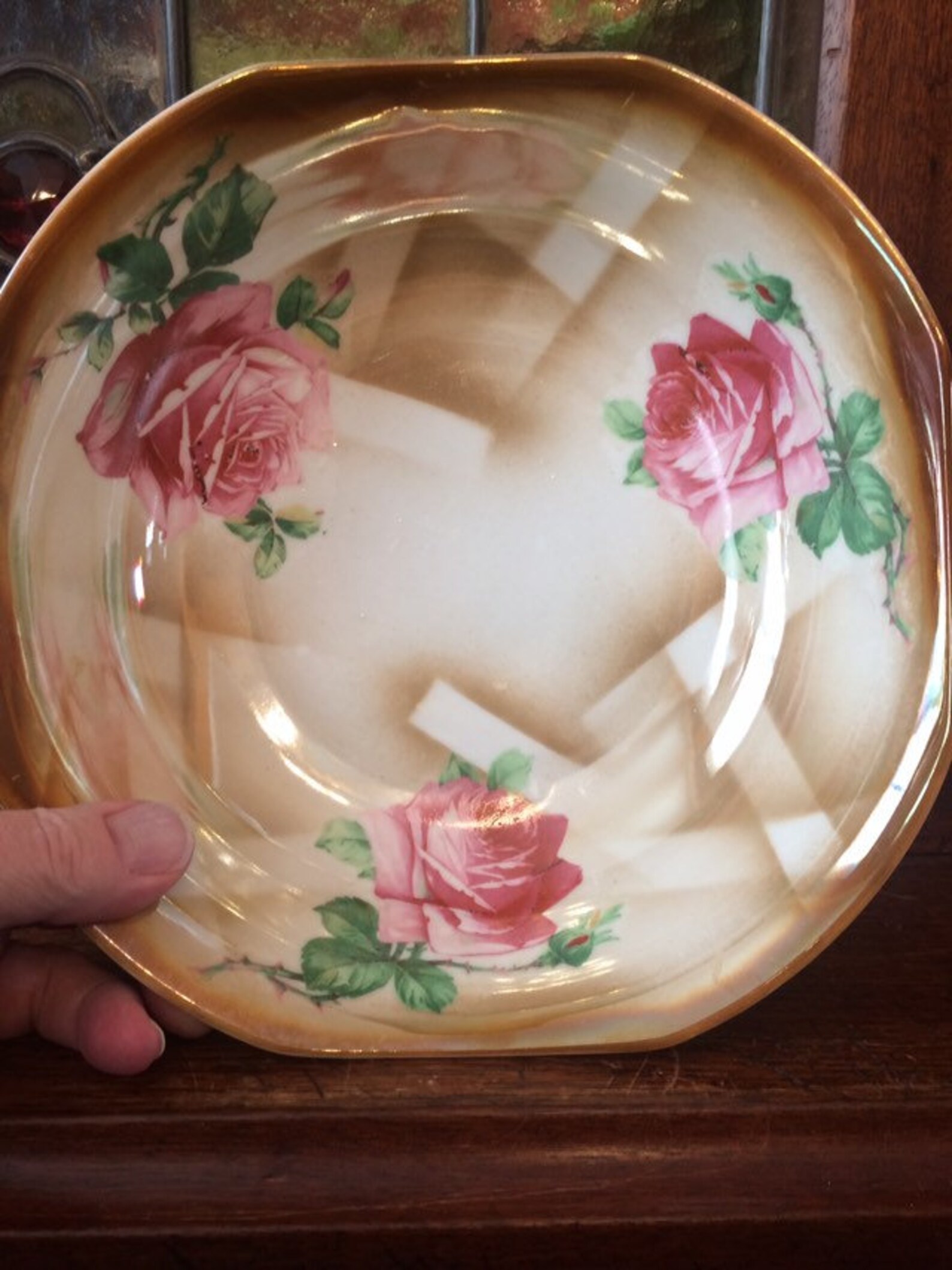 German Lusterware Art Deco Bowl With Roses | Etsy