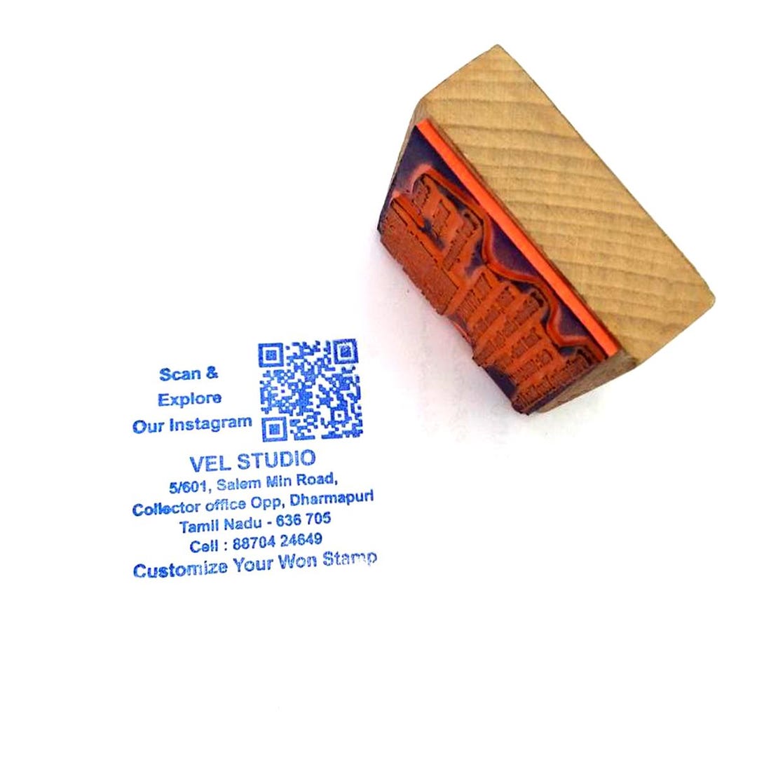 Personalized QR Code Wooden Rubber Stamp for Business Branding ...