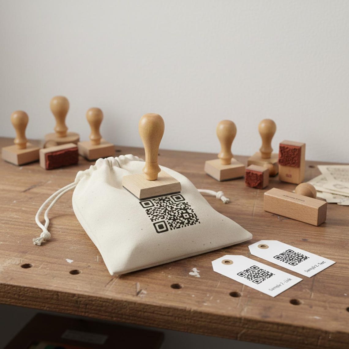 Custom Instagram QR Code Rubber Stamp | Wooden Handle Branding - Etsy