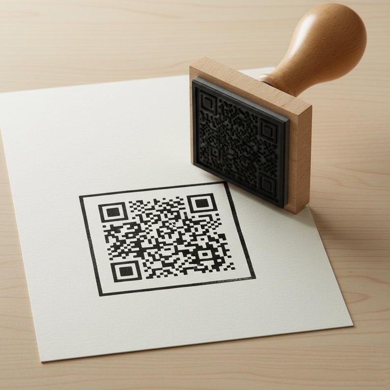 Custom Instagram QR Code Rubber Stamp | Wooden Handle Branding - Etsy