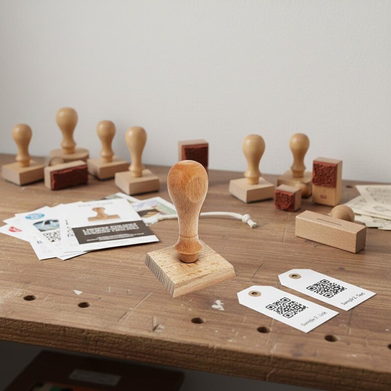 Custom Instagram QR Code Rubber Stamp | Wooden Handle Branding - Etsy