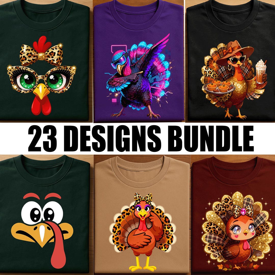 Thanksgiving Turkey Bundle PMG| Cute Fall Pngs | Funny Autumn Turkey ...