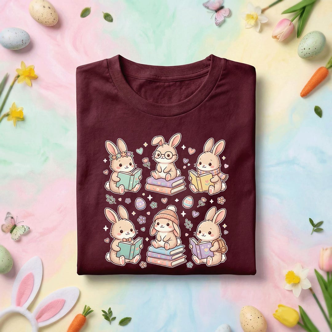 Cute Reading Bunny Clipart PNG Easter Bunny Reading Set Kawaii Bunny ...