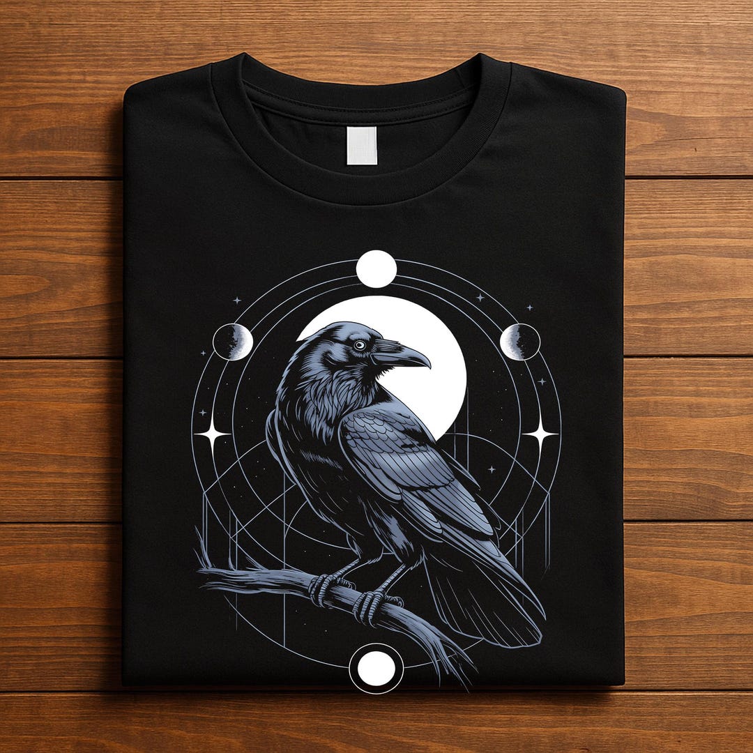 Raven Moon Phases PNG, Gothic Halloween Crow Digital Download, Witch ...