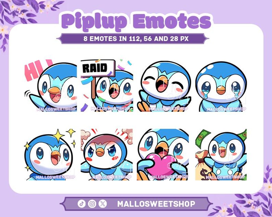 Piplup Twitch Emote Pack | Pokémon Emotes for Twitch, Discord, Youtube ...