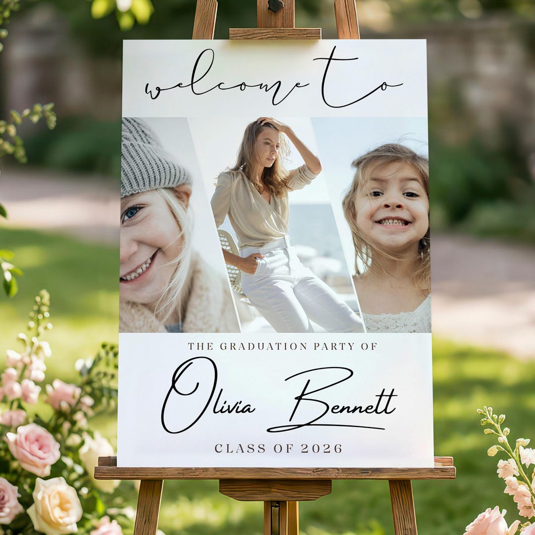 Graduation Welcome Sign Template, Photo Collage Welcome Board, Class of ...