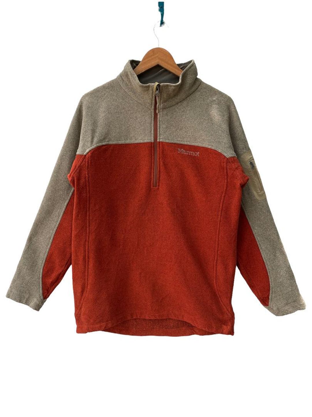 Vintage Marmot Colour Block Style Fleece | Quarter Zipper Sweatshirt ...