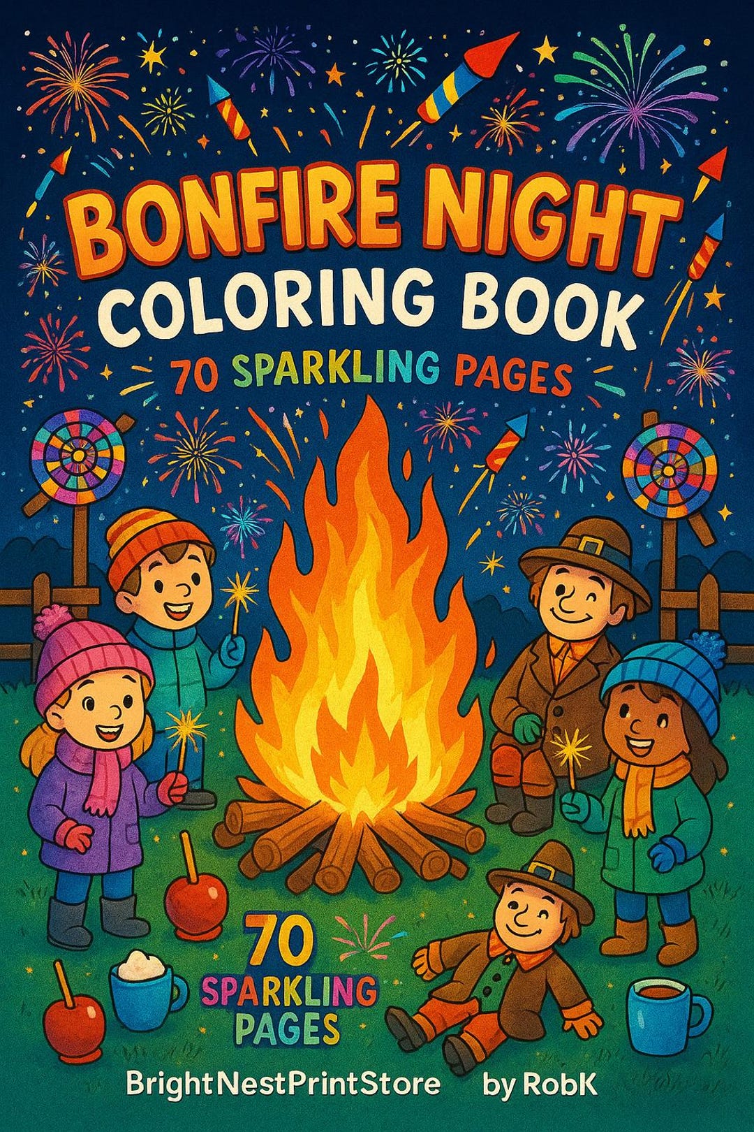Guy Fawkes Night Coloring Book: Bonfires & Fireworks, Ages 4-10 ...