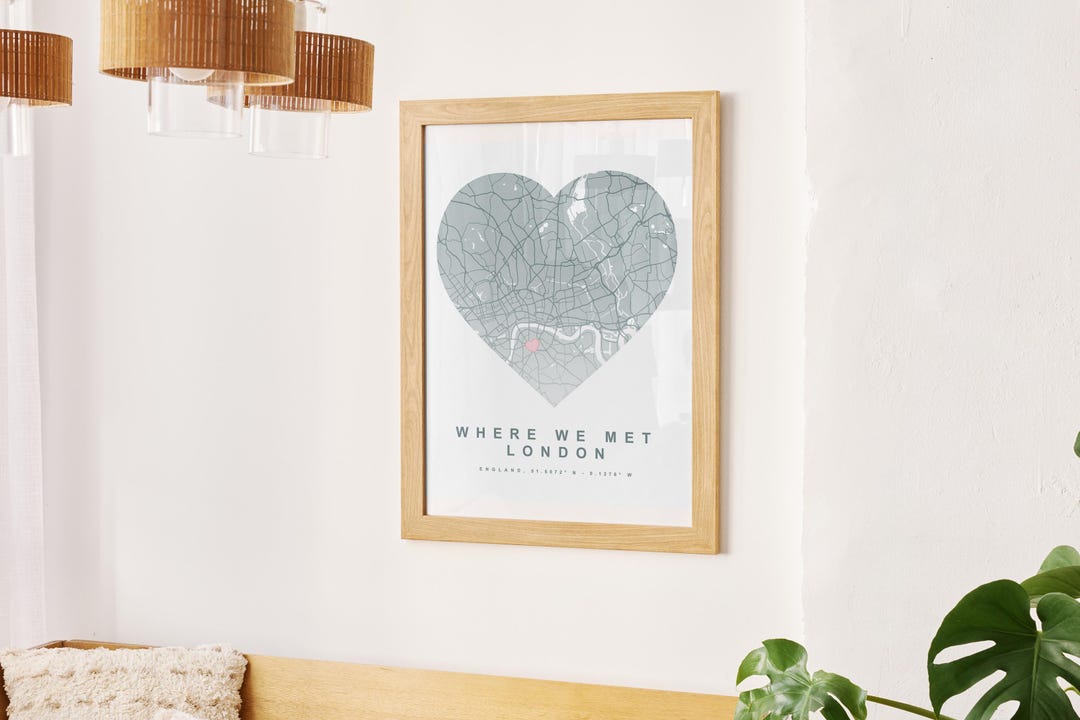 Personalised Where We Met Poster Map. Custom Map Wedding Gift. Couple ...