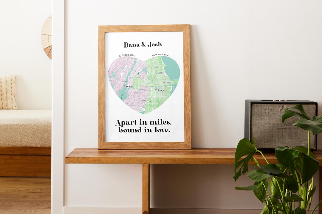 Personalised Map. Custom Map, Long Distance Relationship Art - Etsy
