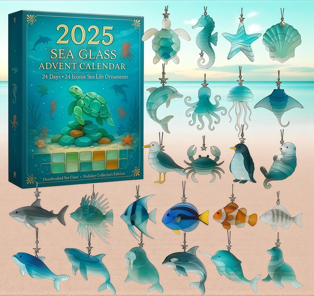 2025 Sea Life Advent Calendar | Faux Sea Glass Acrylic Ornaments - Etsy