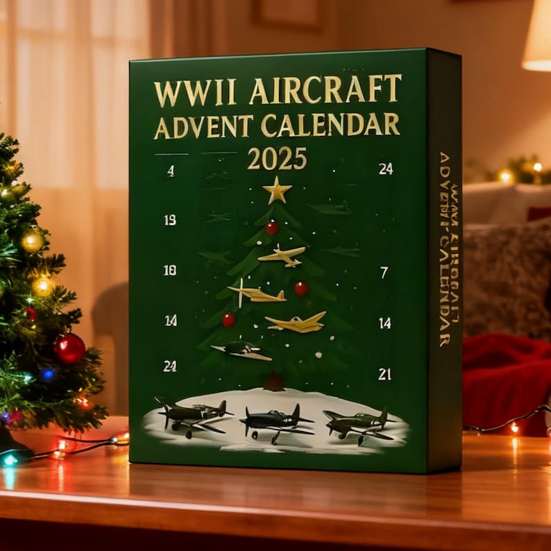 WW2 Fighter Advent Calendar 2025: 2D Acrylic Aircraft Christmas Gift ...