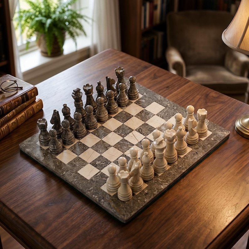 Marble Chess Set Stone Chess Board Game With Pieces Luxury Handmade ...