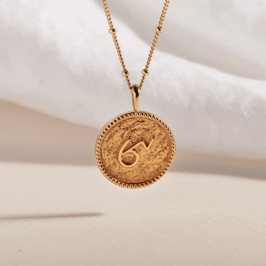 Brave Coin Disc Necklace, 14k Gold Vermeil Pendant, Inspirational ...