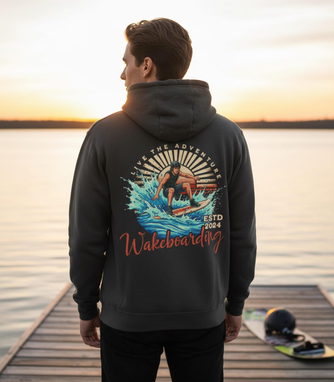 Wakeboarding Fleece Hoodie, Water Sports Sweatshirt, Wakeboarder Gift ...