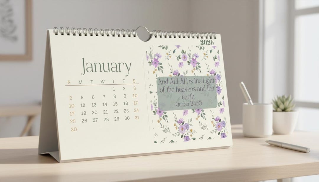 2026 Gregorian Calendar | Monthly Quranic Reminders | Muslimah Planner ...