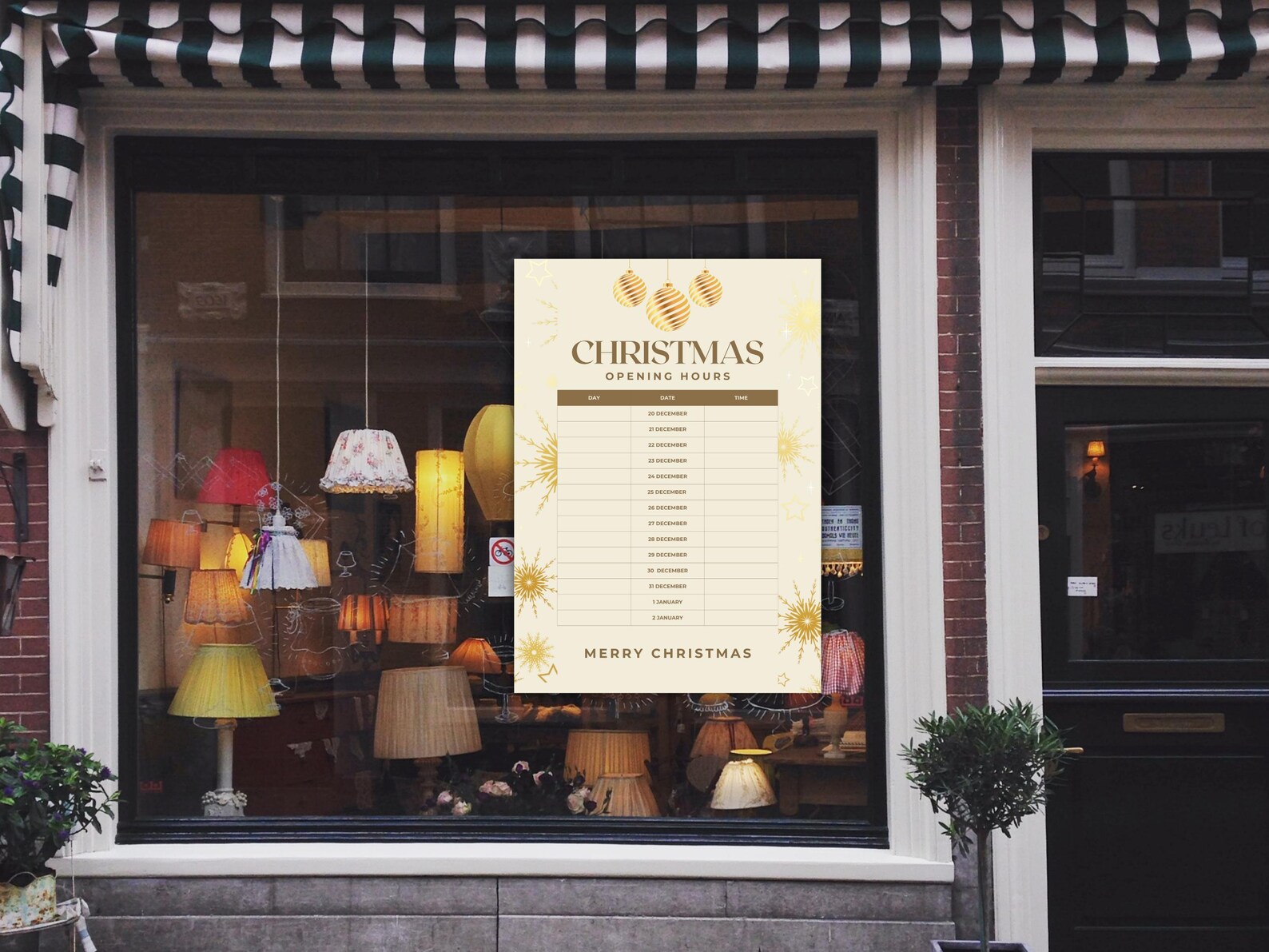Christmas Opening Hours Template: Elegant Holiday Shop Sign (digital ...