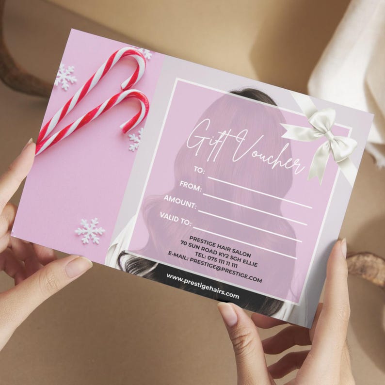 Xmas Hair Salon Editable Gift Voucher Template | Printable Certificate ...