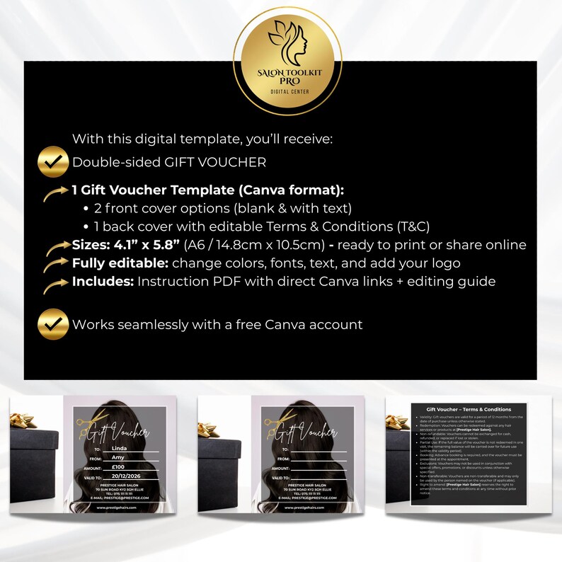 Editable Hair Salon Gift Voucher Template: Printable A6 Design - Etsy