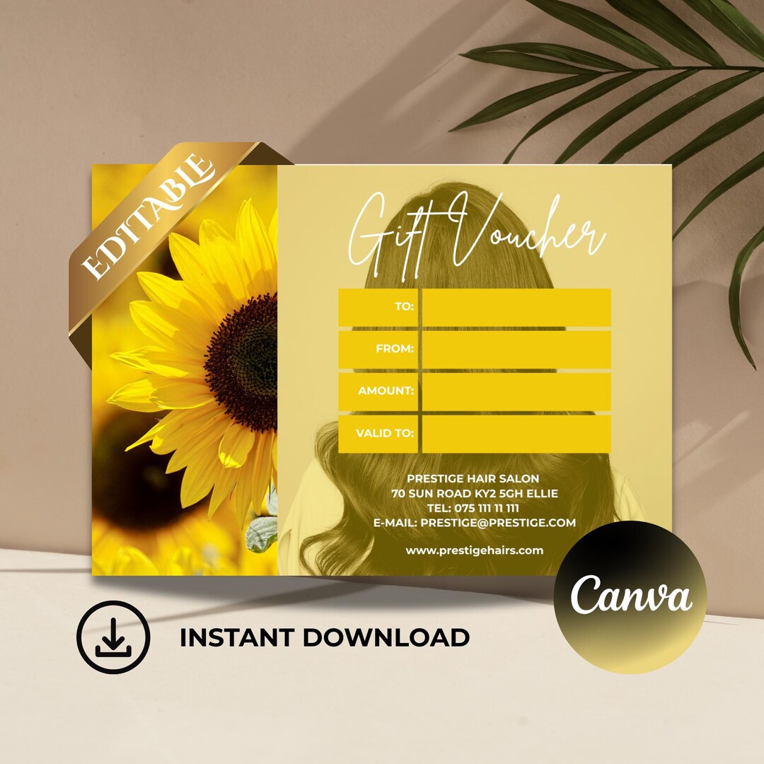 Hair Salon Editable Gift Voucher Template | Printable Certificate Card ...