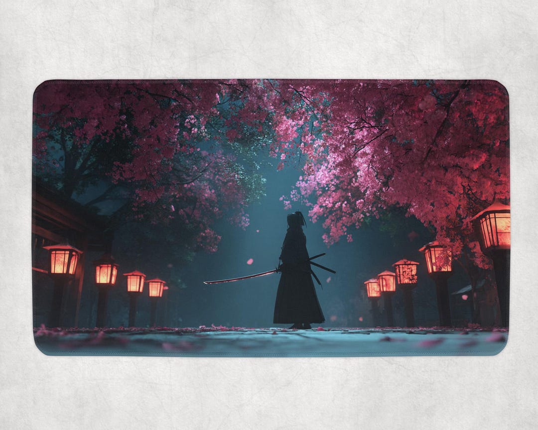 Samurai Warrior MTG Mat | Anime Samurai Under Cherry Blossoms ...