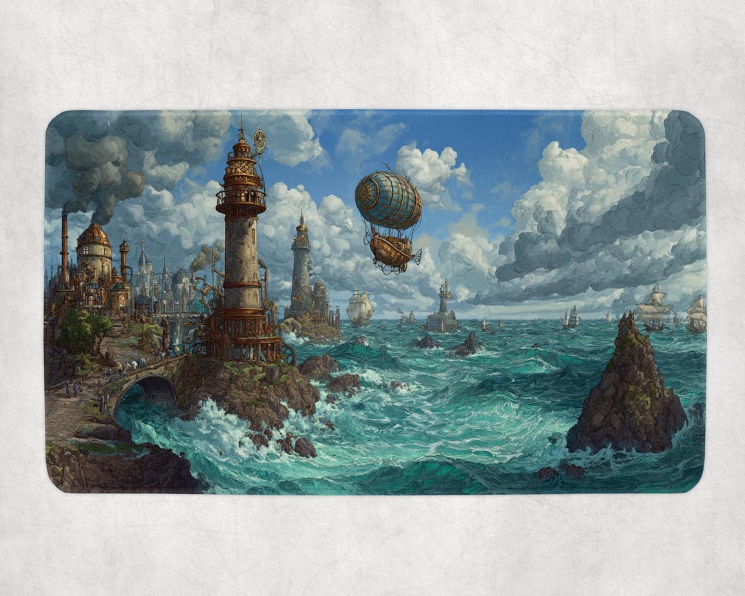 Steampunk Island Themed Playmat | Unofficial MTG Playmat | Gift for ...