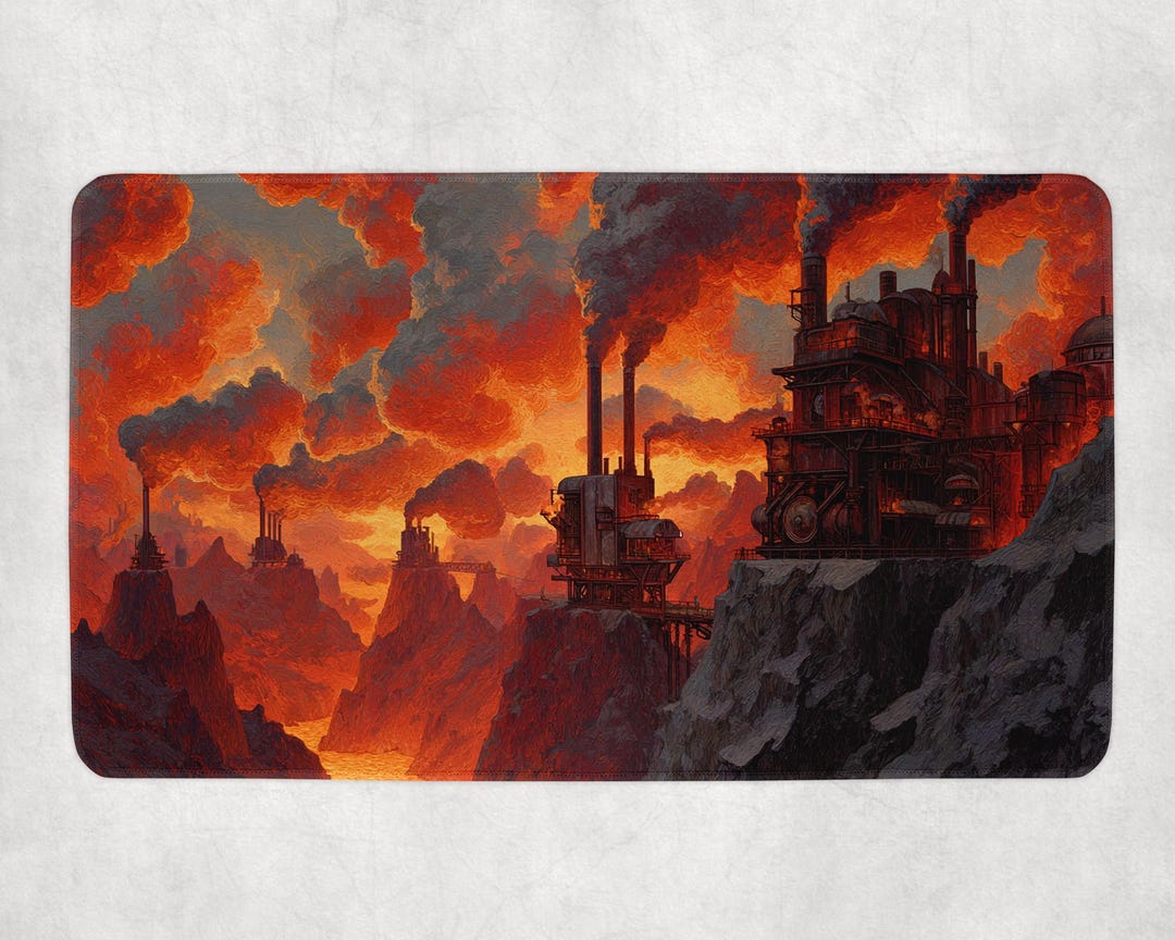 Steampunk Mountain Themed Playmat | Unofficial MTG Playmat | Gift for ...