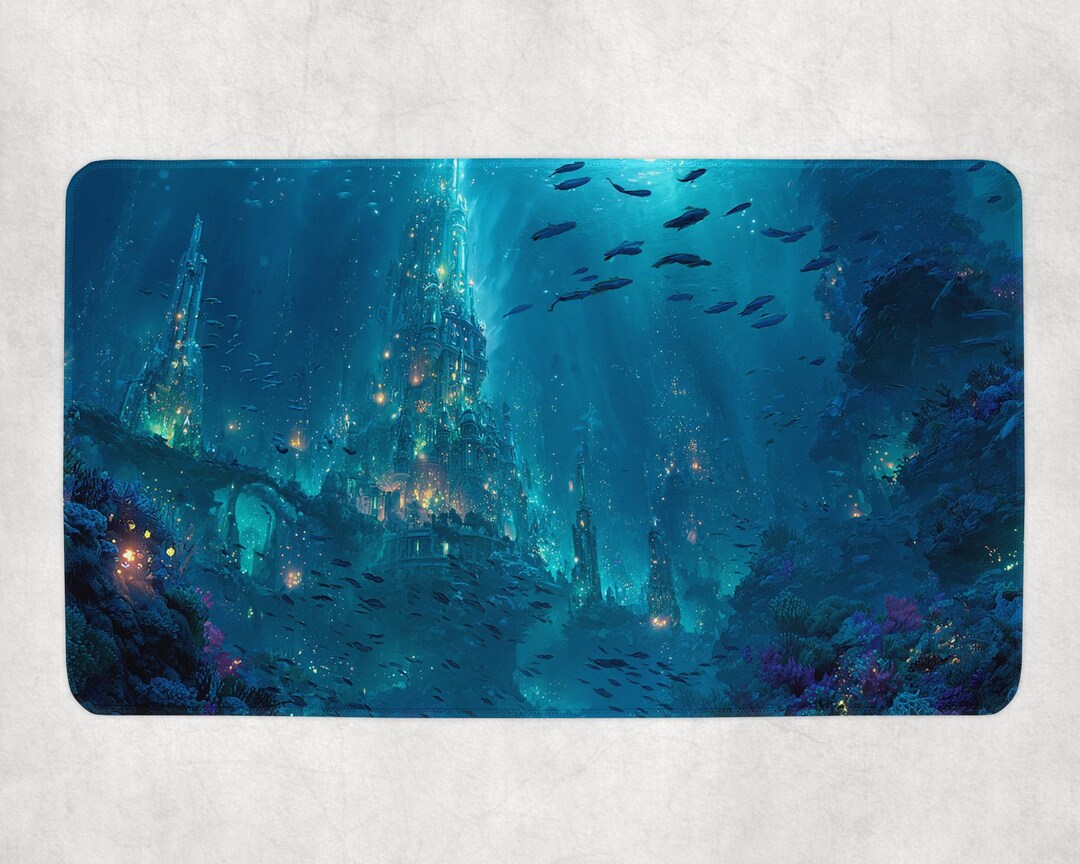 Undersea City Playmat – Glowing Ocean Fantasy Gaming Mat for MTG Yugioh ...