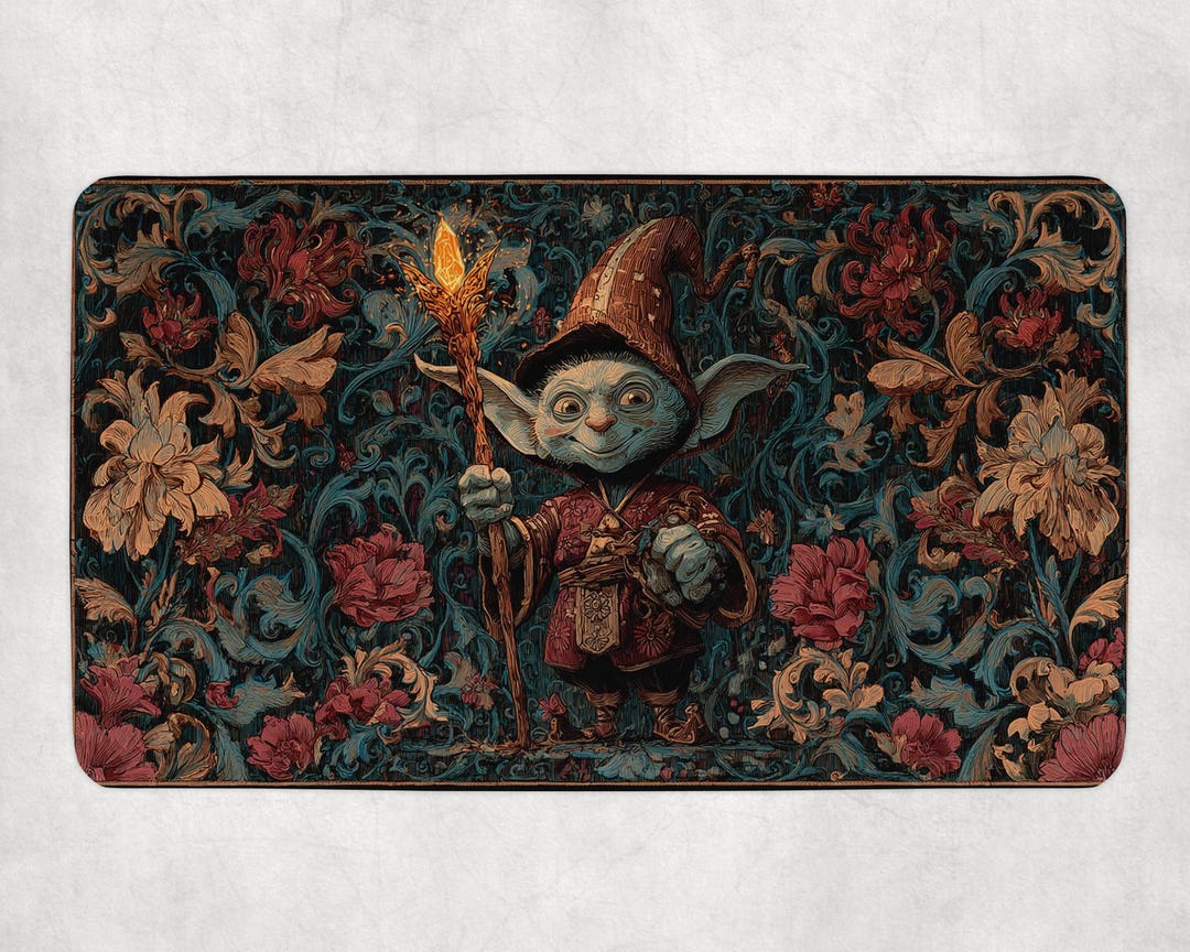 Mischievous Goblin Wizard Fantasy MTG Mat | Whimsical Goblin Mage With ...