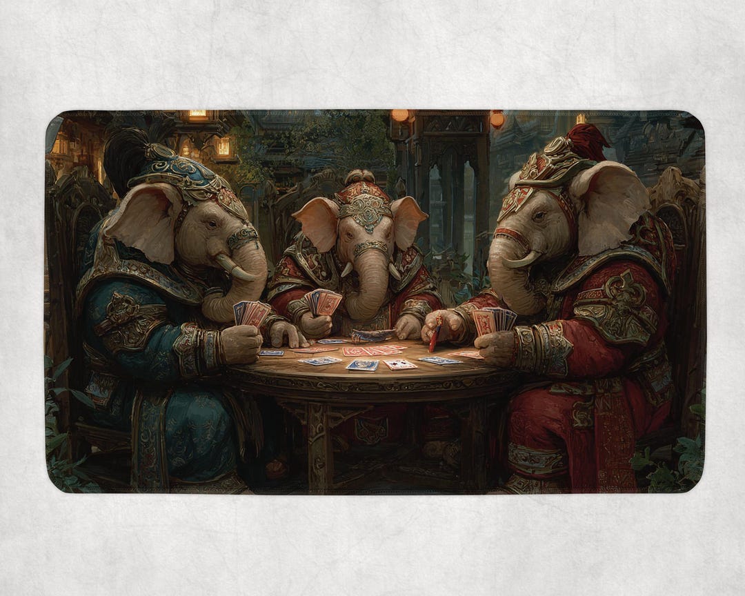 MTG Playmat | Wizard Elephants Playing Cards Themed Playmat ...