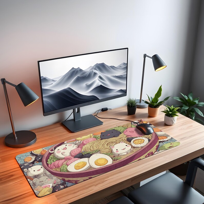 Kawaii Ramen Bowl MTG Playmat | Chibi Cats Noodles Sushi Magic the ...