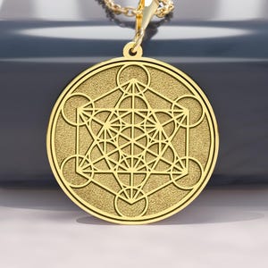 14K Gold Metatron’s Cube Pendant • Sacred Geometry Necklace • Spiritual ...