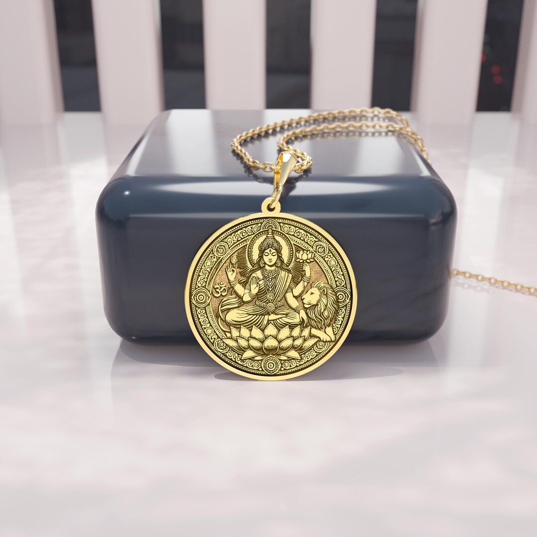 14K Gold Parvati Pendant Necklace: Hindu Goddess Coin Medallion - Etsy