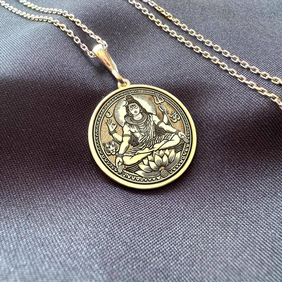 14K Gold Shiva Pendant: Hindu God Necklace, Yoga Talisman - Etsy